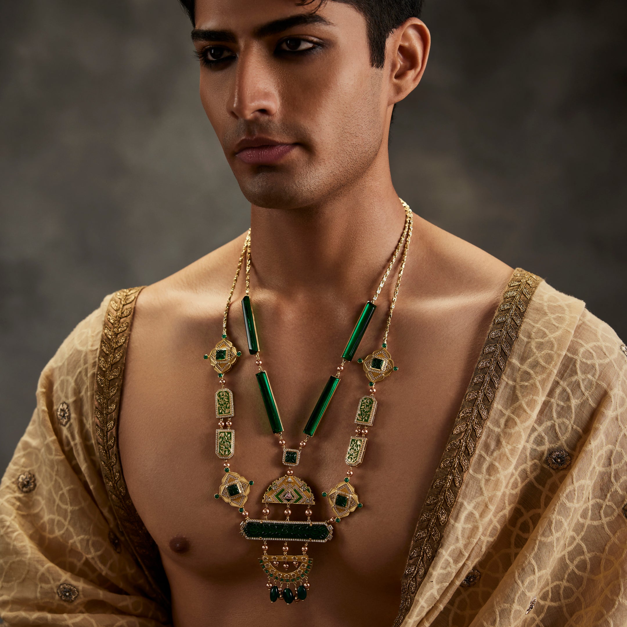 Rumeli Multi-Strand Necklace for men by JJV by JJ Valaya – Aulerth