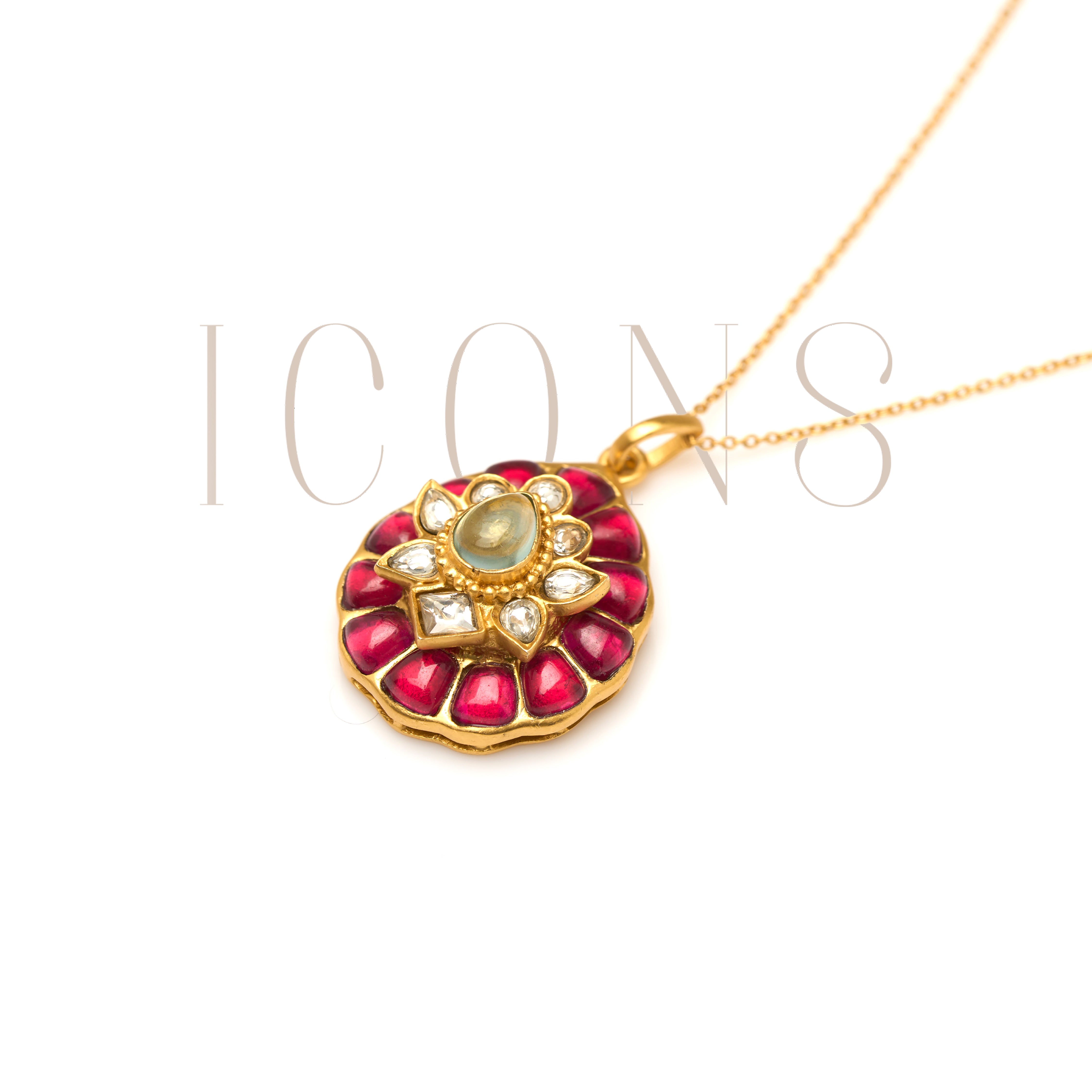 Crimson Pendant with Chain by Tribe Amrapali – Aulerth